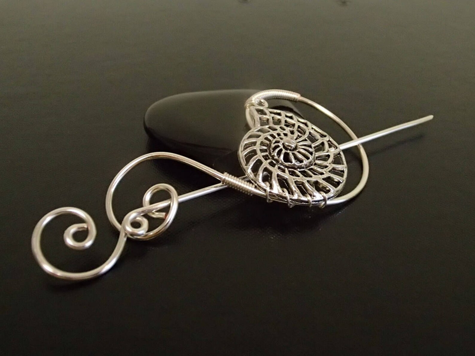 Silver Shell Brooch Shawl Pin Scarf Pin Sweater Brooch | Etsy