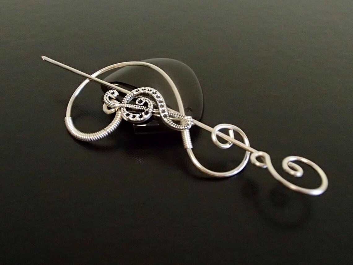 Treble Clef Pin, Shawl Pin, Scarf Pin, Sweater Brooch, Music Brooch ...