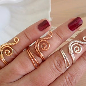 Adjustable Wire Ring, Silver Ring, Copper Ring, Gold Ring, Wire Wrapped ...