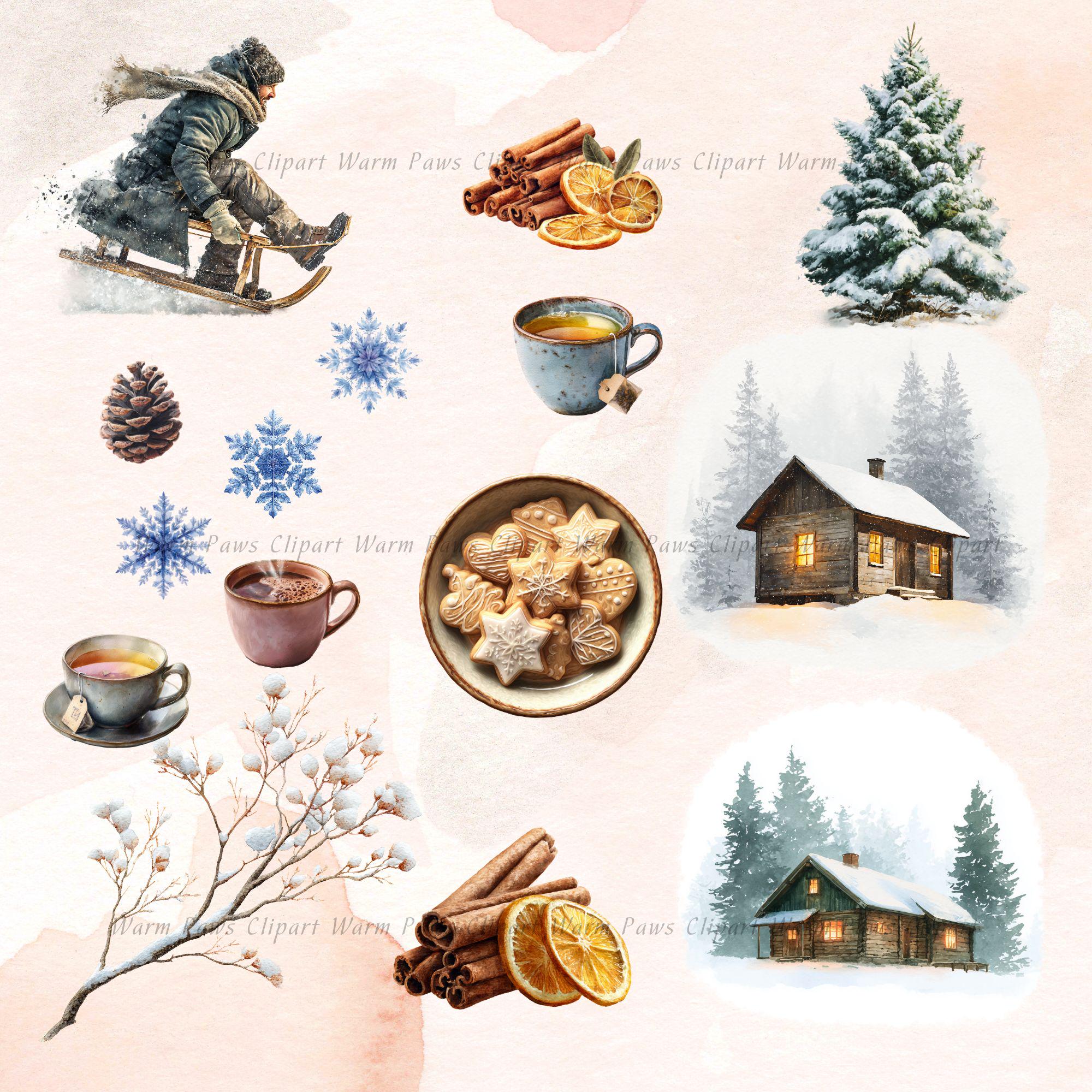 Cozy Winter Watercolor Clipart Set, Hygge PNG (digital Download) - Etsy