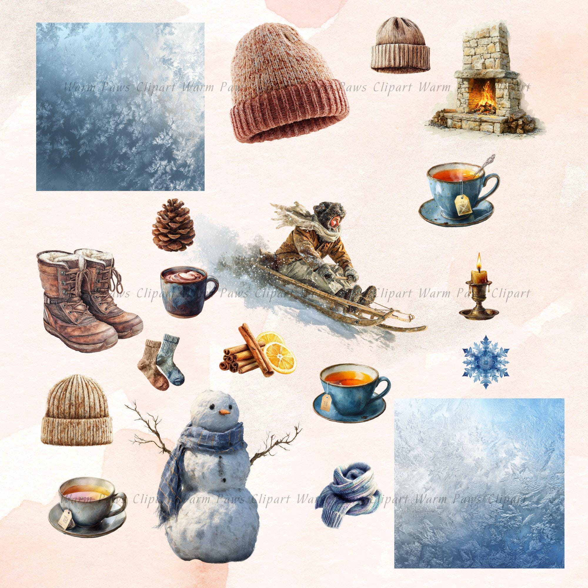 Cozy Winter Watercolor Clipart Set, Hygge PNG (digital Download) - Etsy