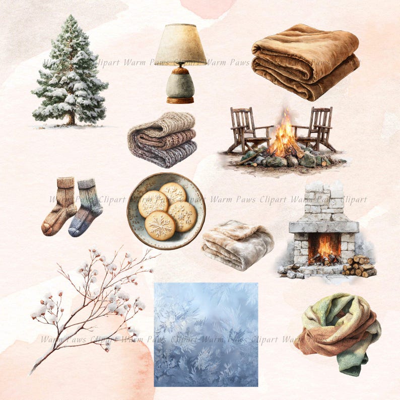 Cozy Winter Watercolor Clipart Set, Hygge PNG (digital Download) - Etsy
