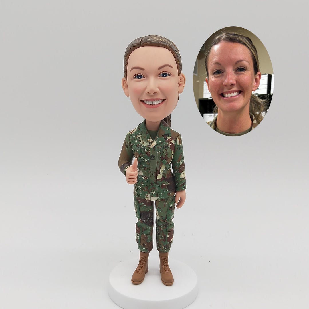 Personalized Military Bobblehead – Custom Figurine for Female Soldier ...