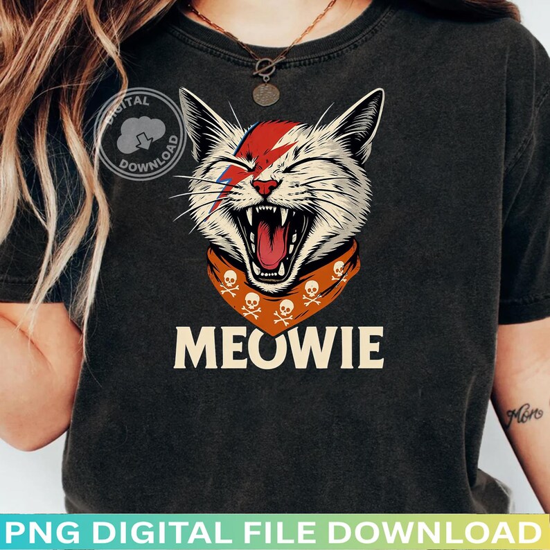 Rock Star Cat PNG, Meowie Roaring Funny Music Parody Design, Cat Lover ...