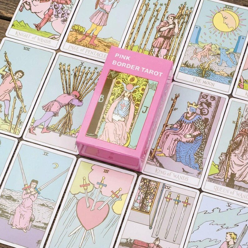 Pink Border Tarot Deck, 78 Tarot Cards With Guidebook, Beginner ...