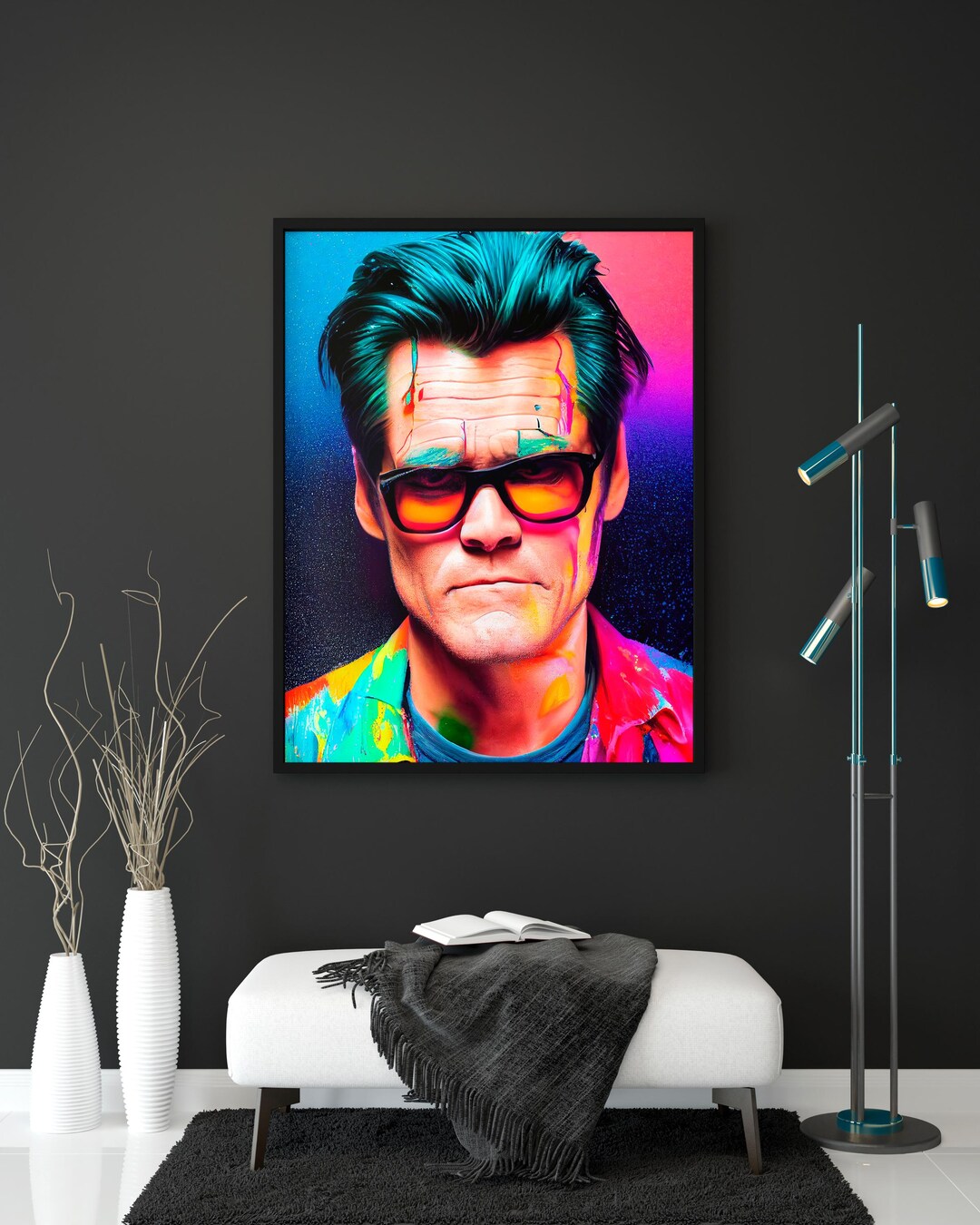 Jim Carrey Vibrant Pop Art Portrait – Digital Download, Modern Colorful ...