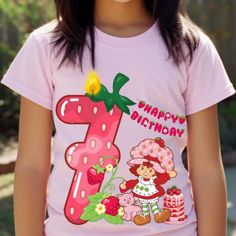 Strawberry Shortcake Birthday Numbers – Pink Candle Clipart (digital ...