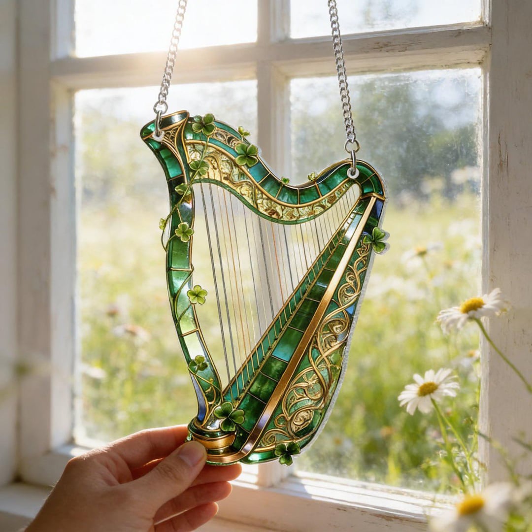 Irish Harp Suncatcher, Celtic Acrylic Window Hanging, Irish Decor Gift ...