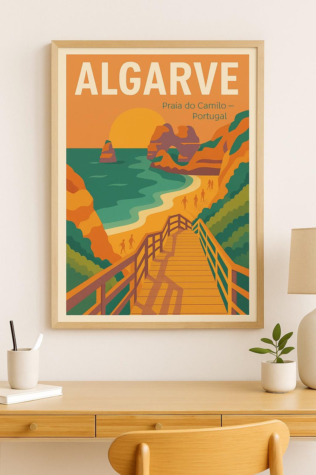 Algarve Coast Travel Poster | Mid-century Modern Portugal Art (digital ...