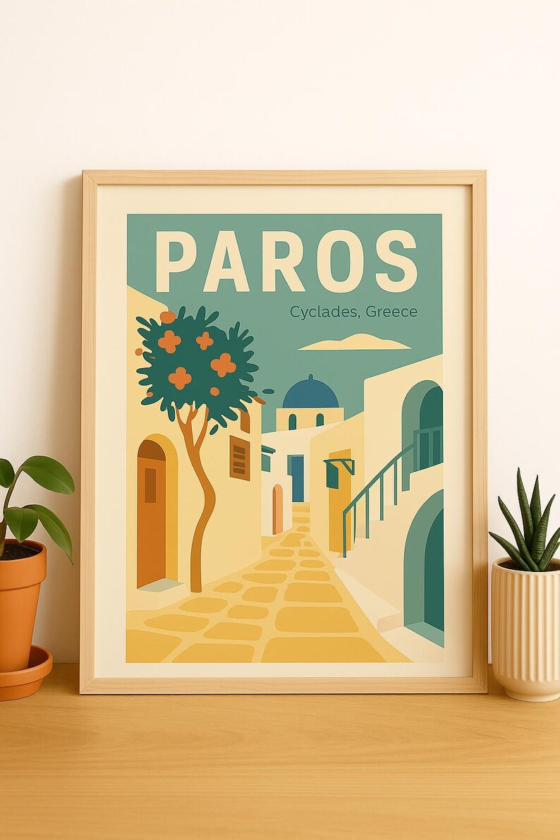 Paros Travel Poster | Mid-century Modern Greece Art (digital Download ...