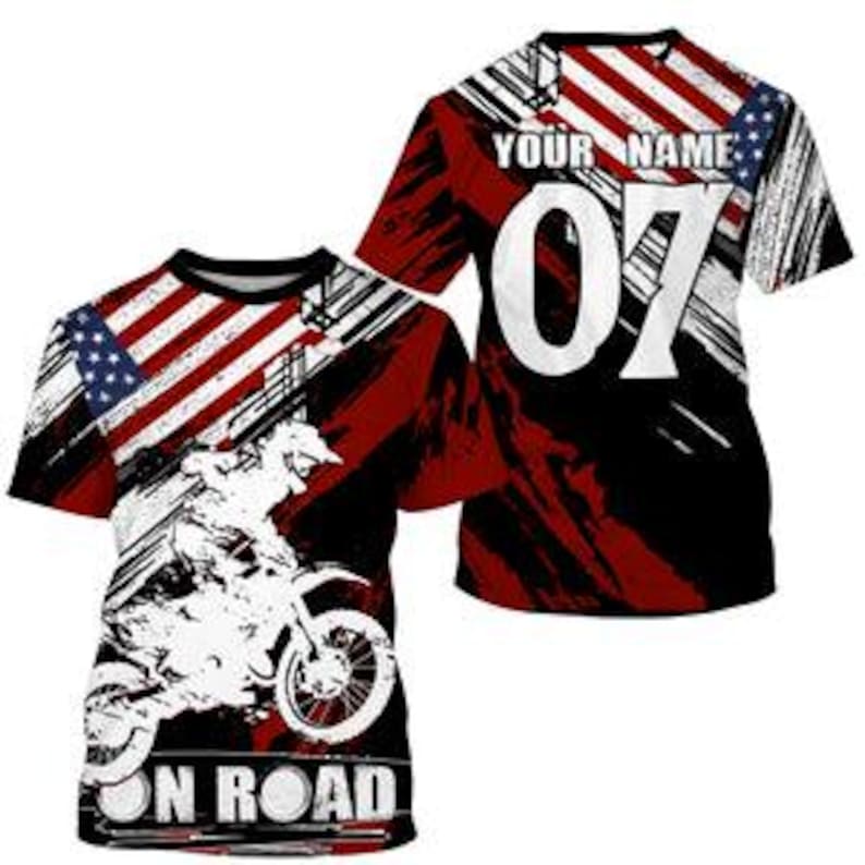 Personalized Motocross Jersey 3D, Custom Name Number Shirt, USA Flag MX ...