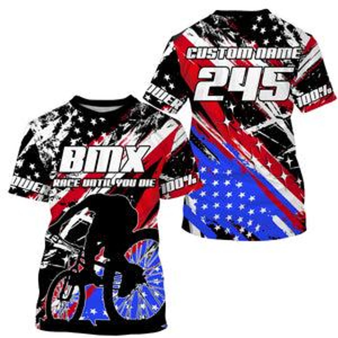Custom BMX Jersey 3D American Flag Shirt Personalized Name Number BMX ...
