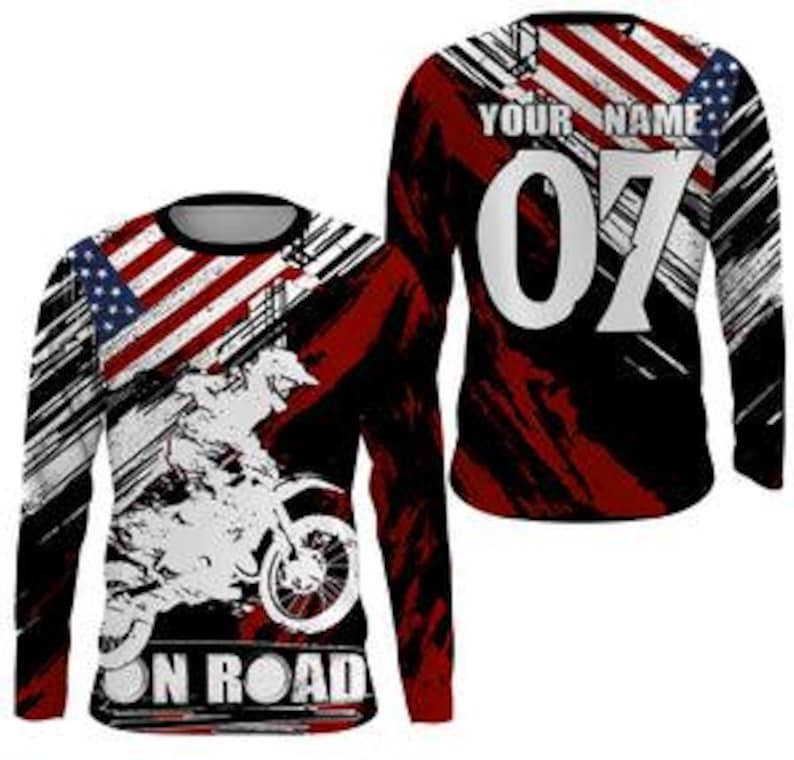 Personalized Motocross Jersey 3D, Custom Name Number Shirt, USA Flag MX ...