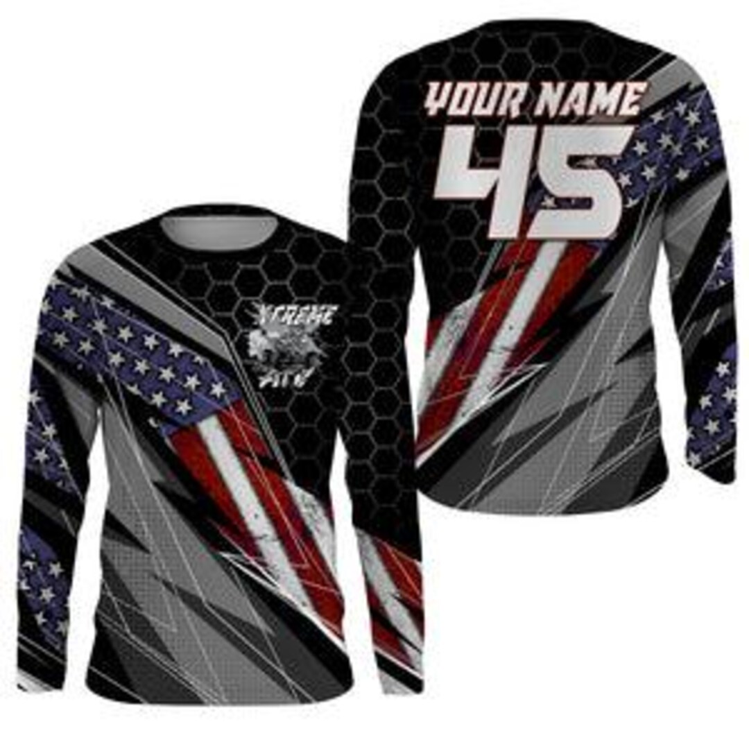 Custom Name ATV Racing Jersey, USA Flag Quad Bike Shirt, Personalized ...