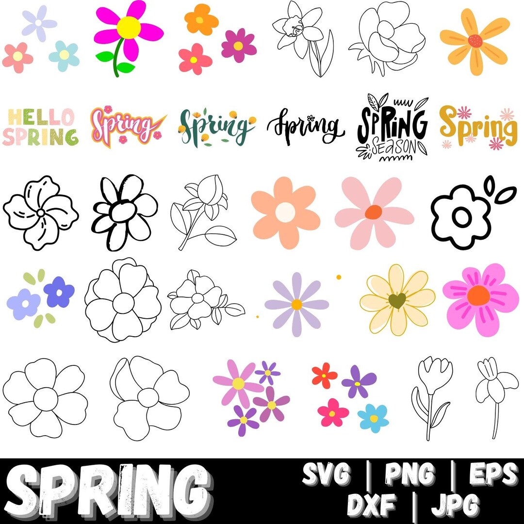 Spring Flower SVG Bundle, Easter Designs, Cricut Cut Files (digital ...