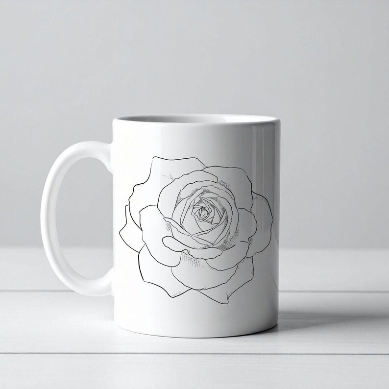 Rose Outline Svg Bundle, Rose Line Art Svg, Floral Outline Clipart ...