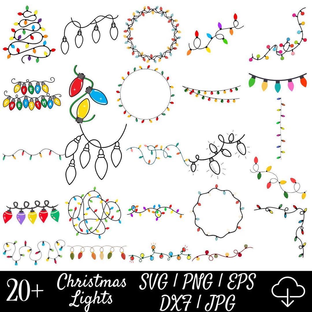 Christmas Lights Svg Bundle, Seamless Christmas Lights Pattern ...