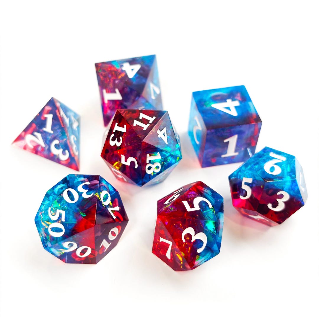 Red Blue Liquid Core Dice Set for Dungeons and Dragons, Handmade ...