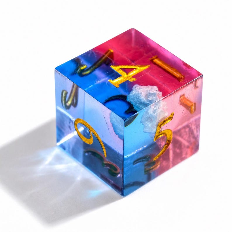 Cotton Candy Cloud Resin Dice Set, Pink Blue Sharp Edge DND Dice - Etsy