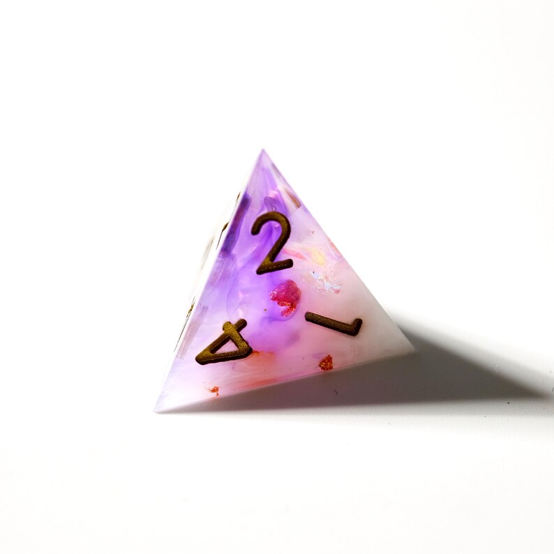 Lavender Mist Resin Dice Set, Purple White Swirl Sharp Edge Polyhedral ...