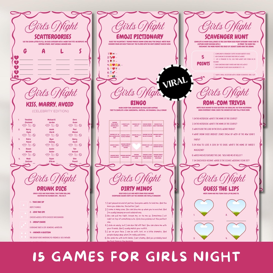 Girls Night Games Bundle: 15 Printable Party Games (digital Download ...