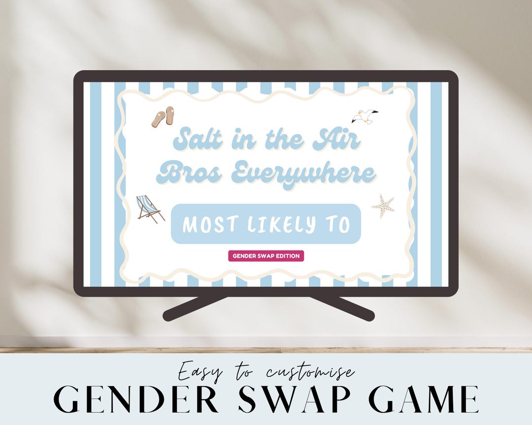 Gender Swap Game Template (most Likely To) Beach Theme, Last Toast on ...