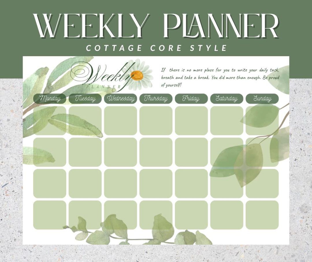 Weekly Planner A3 Printable Organizer Floral Style Management Sheet ...