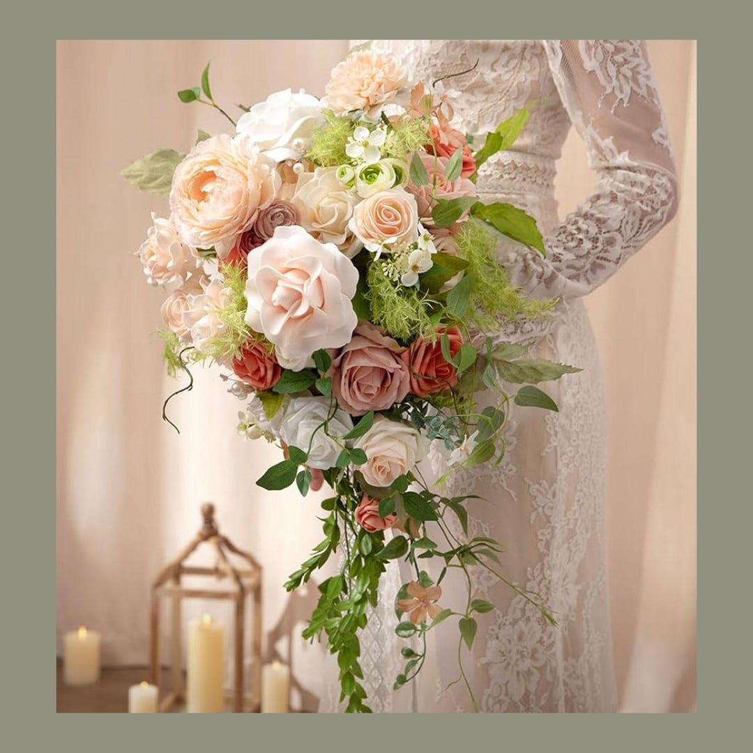 Peach Sage Silk Wedding Bouquet • Small Garden Bridal Flowers - Etsy