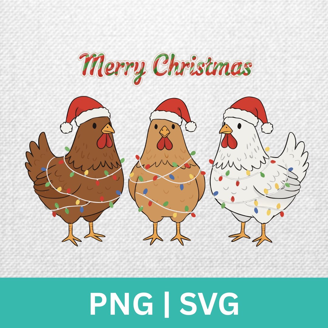 Christmas Chicken Svg Png | Retro Chicken Clipart | Santa Chicken ...