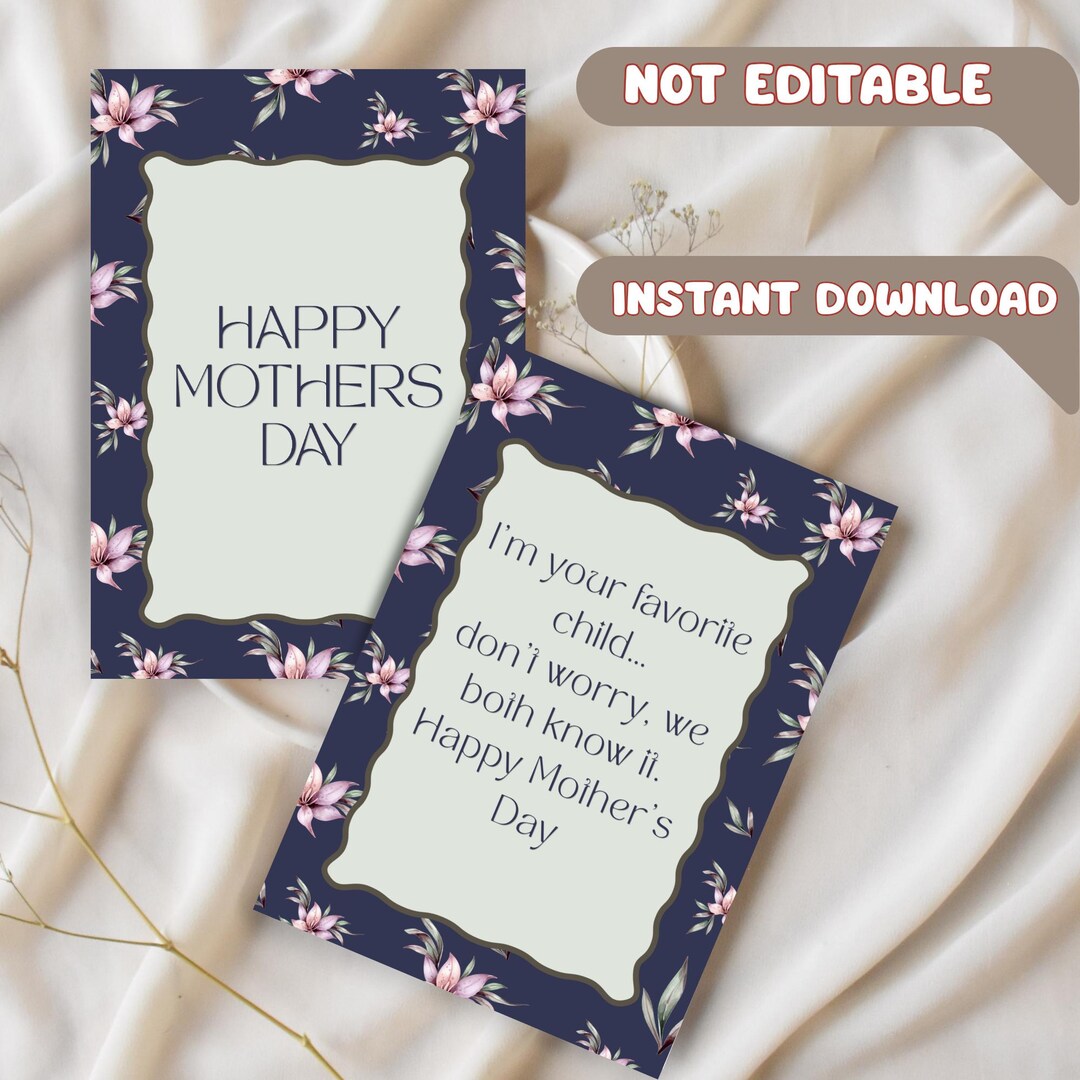 Funny Mothers Day Cards Printable | Favorite Child Humor Mom Card ...