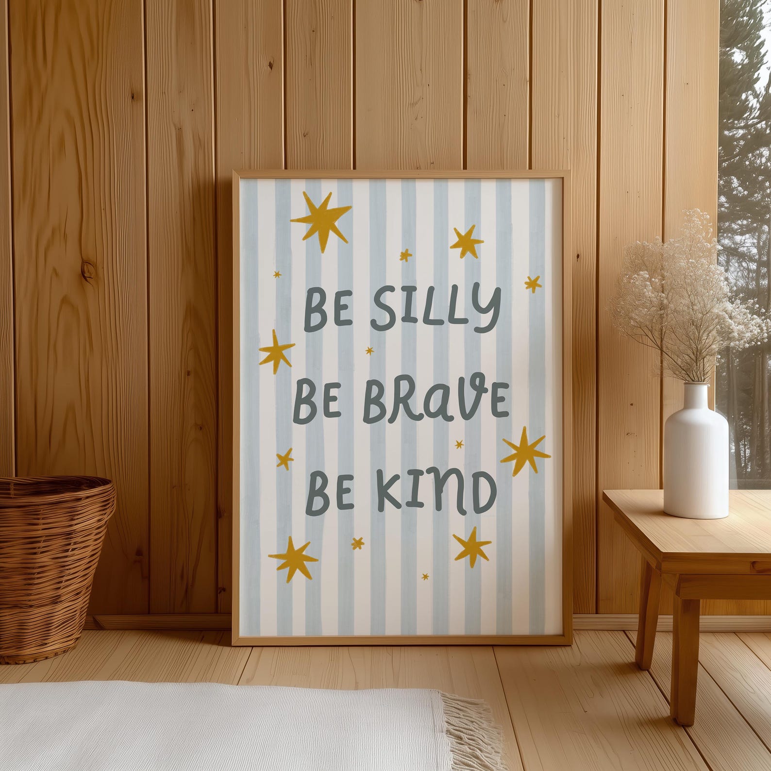 Be Silly Brave Be Kind Print, Blue Stripes Nursery Decor (digital ...