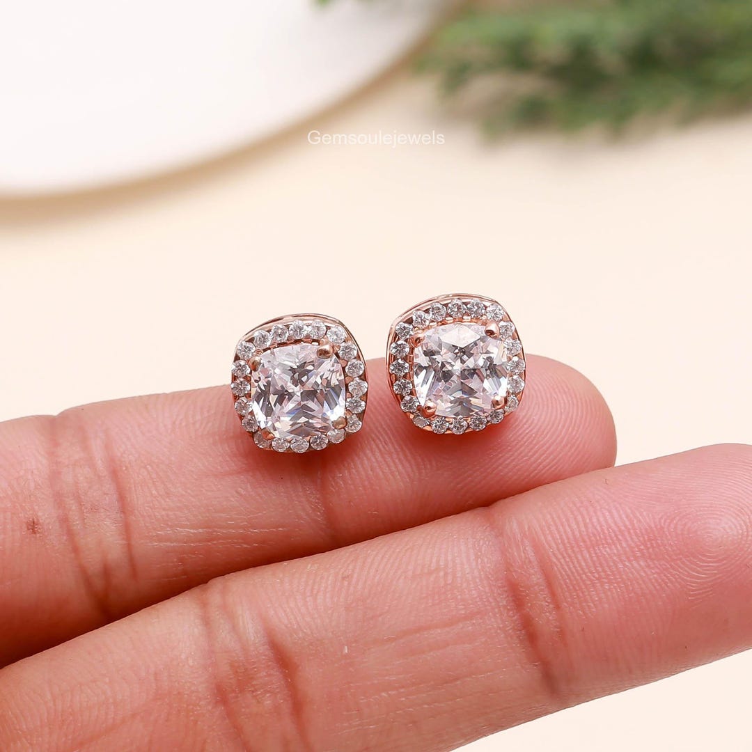 Moissanite White Earrings 925 Sterling Silver Stud and Handcrafted ...