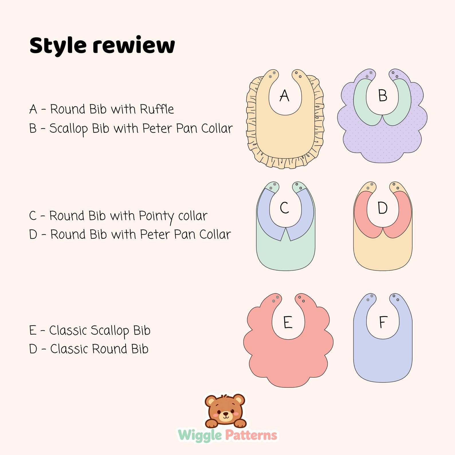 Baby Bib Sewing Pattern PDF | Mix & Match Bib Pattern | 6 Bib Styles ...