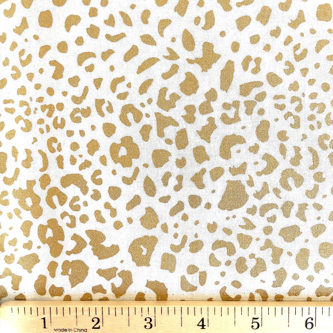 Metallic Gold and Ivory Leopard / Cheetah Print Quilting Cotton Fabric ...