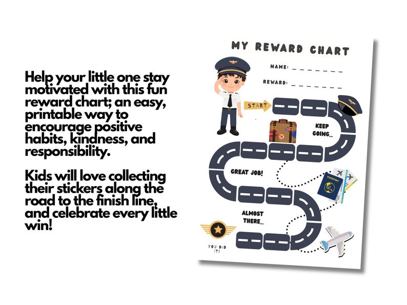 Pilot Reward Chart for Kids & Toddlers: Printable Behavior Tracker With ...