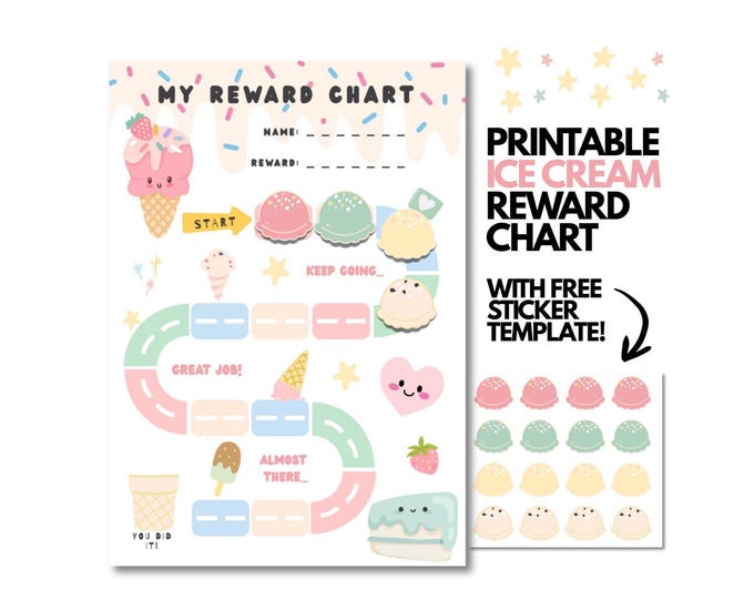 Ice Cream Reward Chart for Kids & Toddlers: Printable Behavior Tracker ...