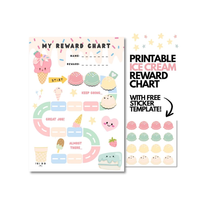Ice Cream Reward Chart for Kids & Toddlers: Printable Behavior Tracker ...