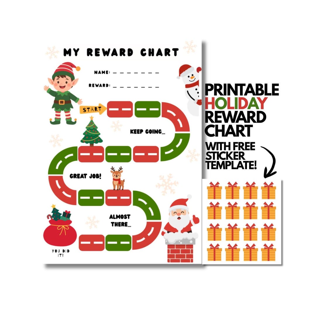 Christmas Holiday Reward Chart for Kids & Toddlers: Printable Behavior ...
