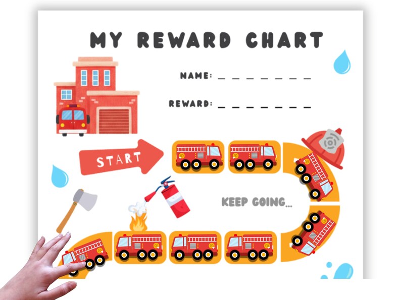 Fireman Rescue Reward Chart for Kids & Toddlers: Printable Behavior ...
