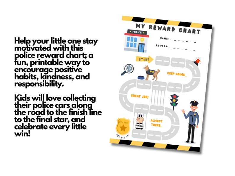 Police Reward Chart for Kids & Toddlers: Fun Behavior Tracker (instant ...