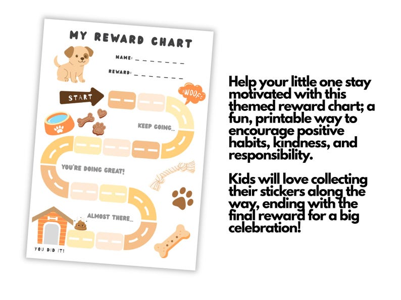 Puppy Dog Reward Chart for Kids & Toddlers: Printable Behavior Tracker ...