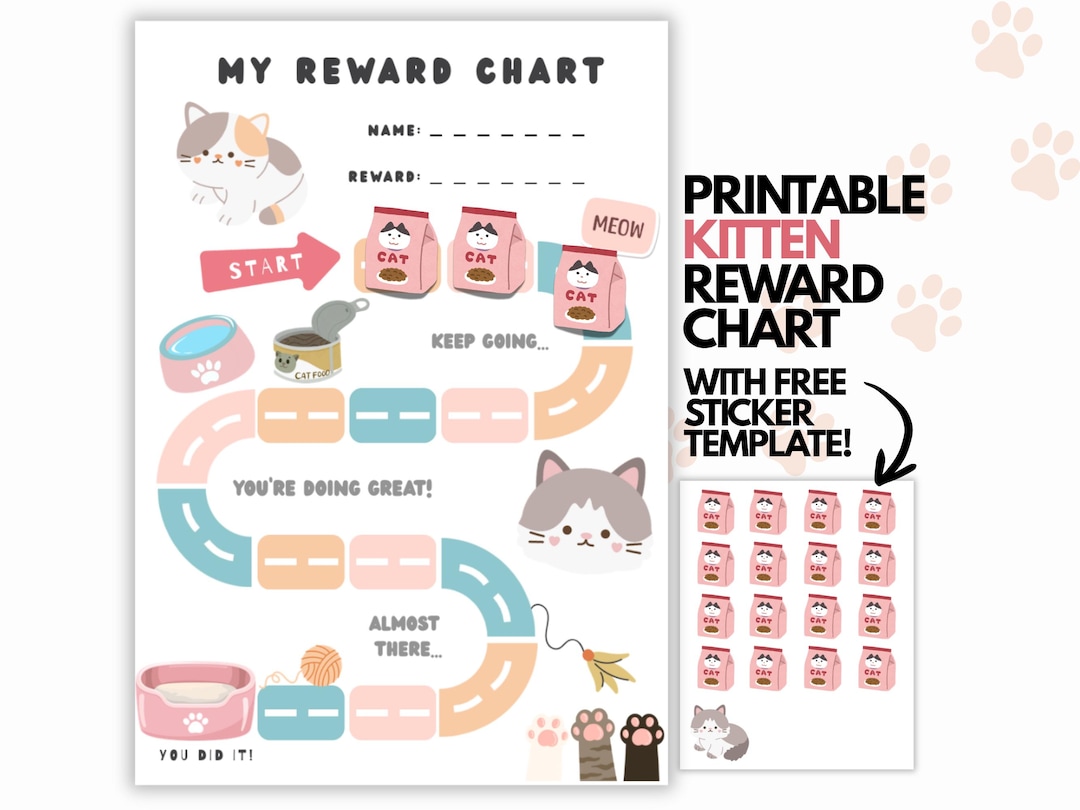 Kitten Cat Reward Chart for Kids: Printable Behavior Tracker (instant ...