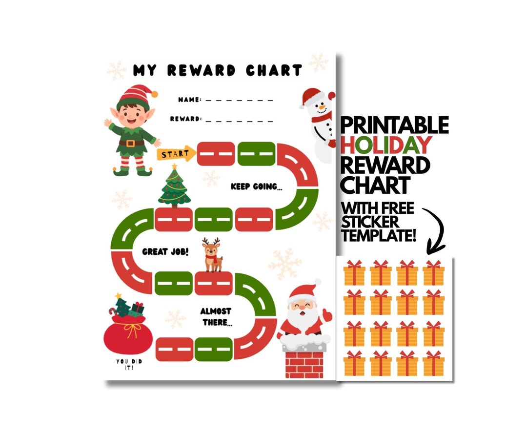 Christmas Holiday Reward Chart for Kids & Toddlers: Printable Behavior ...