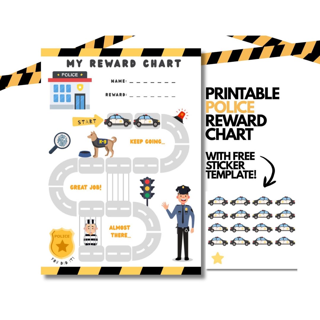 Police Reward Chart for Kids & Toddlers: Fun Behavior Tracker (instant ...