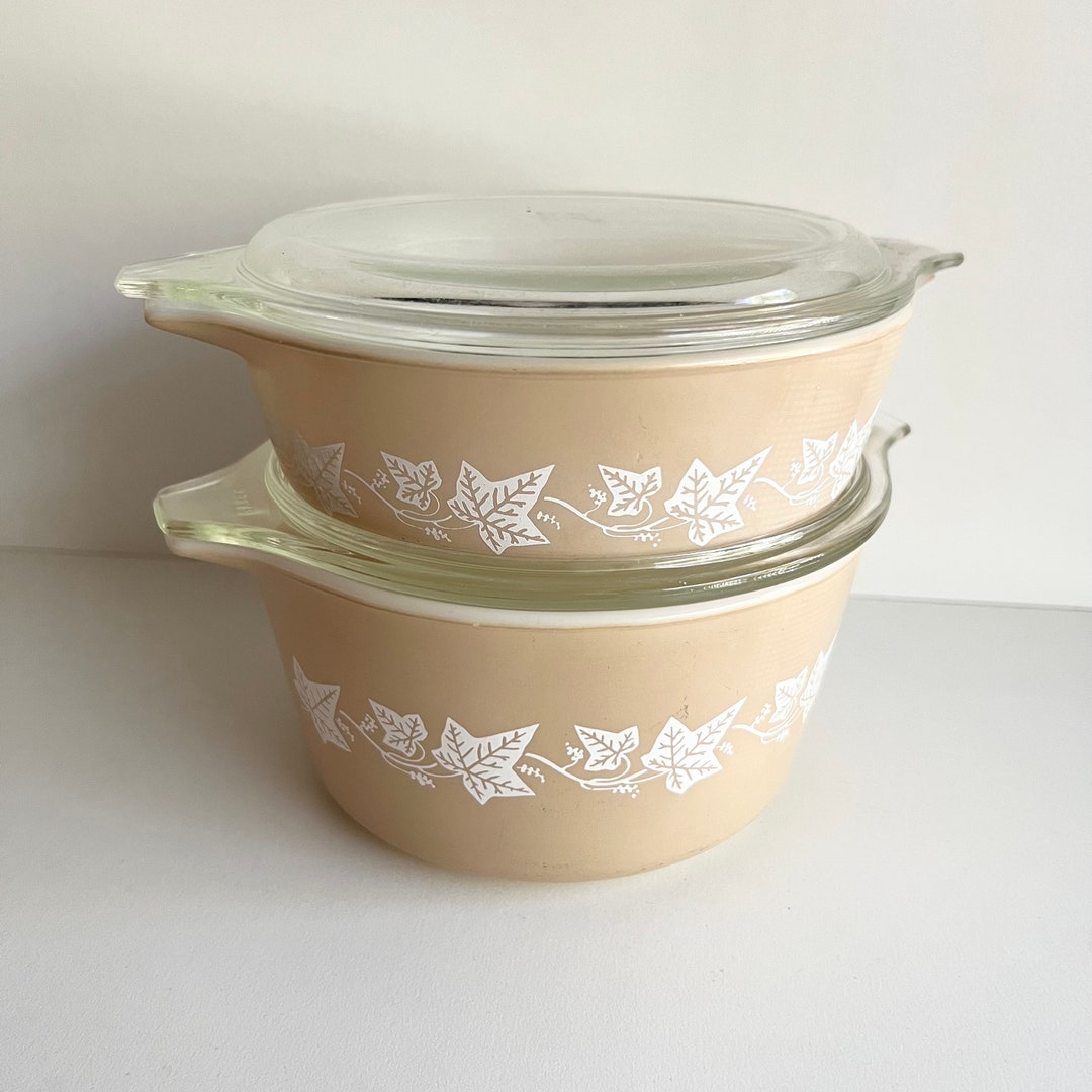 Pyrex Sandalwood Casserole Dishes With Lids, Beige and White, 473 and ...