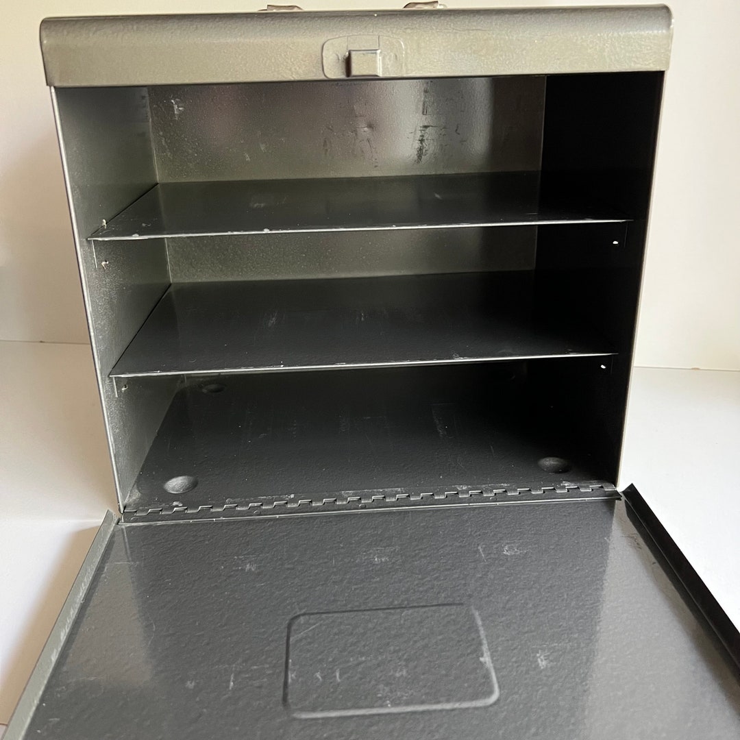 Industrial Metal Box, Retro Grey, Door With Shelves, Mid Century, Latch ...