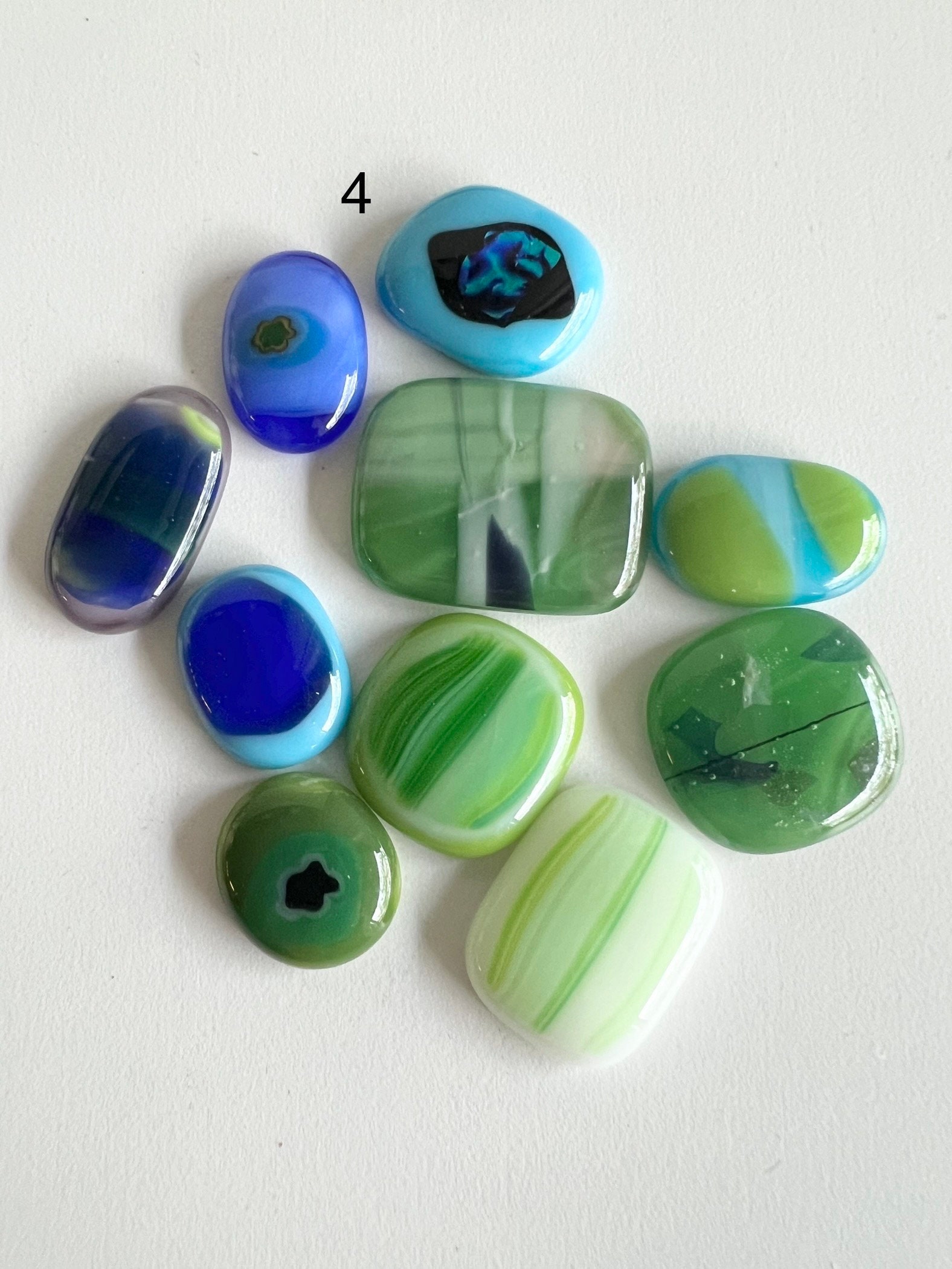 10 Glass Cabochons, Fused, Hand Made, Flat Back, Choice of Lot, Various ...