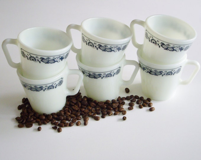 Vintage Pyrex Mugs - Old Town Blue Pattern - Set of 6 - Etsy