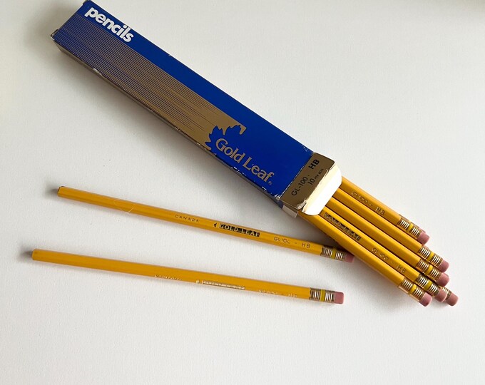 Rare Vintage Gold Leaf Pencil, 12 Canadian Yellow Pencils, Mid Century ...