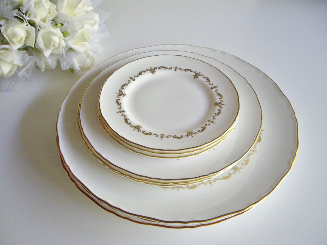 Bone China Plates, Gold and White, Gold Chantilly, Royal Worcester ...